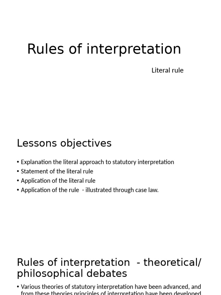 Understanding the Literal Rule of Interpretation | PDF | Plain Meaning ...