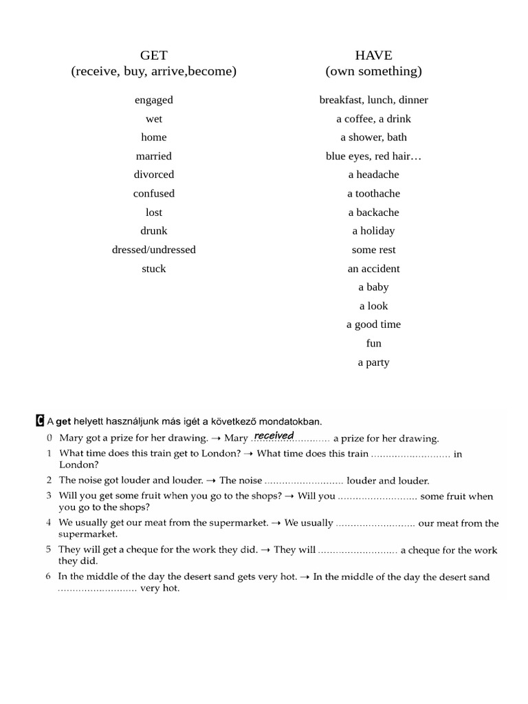 Common English Phrases with "Get" and "Have" | PDF