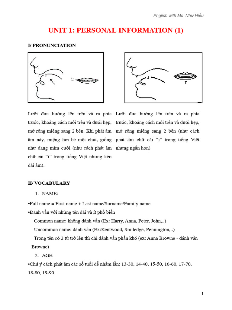 Unit 1_ Personal Information (1) | PDF
