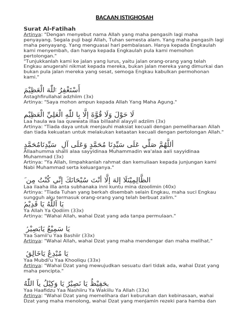 Bacaan Istighosah | PDF