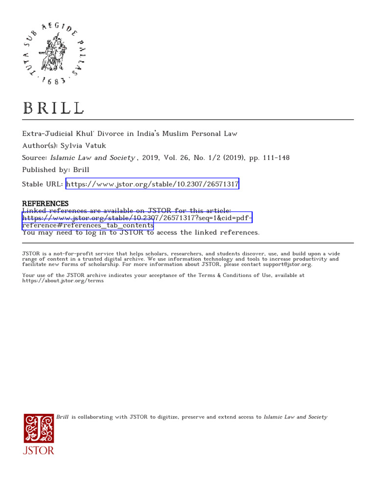 Extra-Judicial Khul Divorce in India's Muslim Personal Law | PDF ...