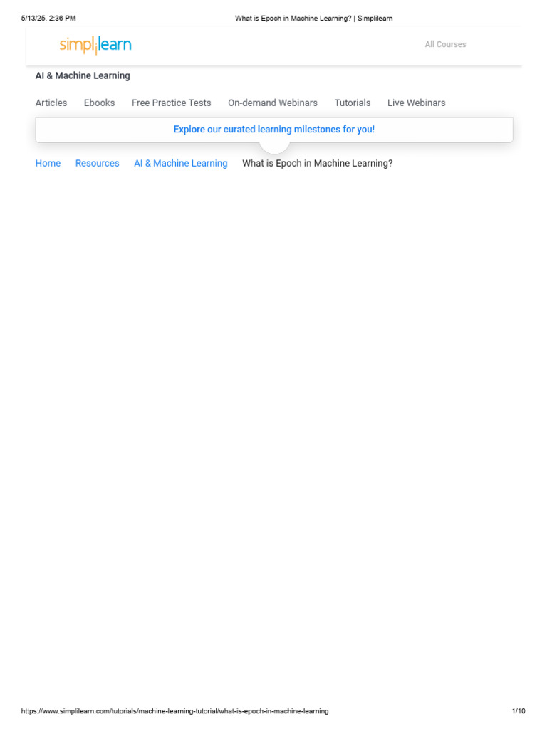 What Is Epoch in Machine Learning - Simplilearn | PDF | Machine Learning | Applied Mathematics