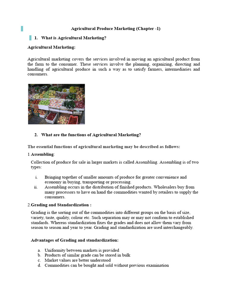 Agricultural Produce Marketing Note | PDF | Market (Economics) | Marketing