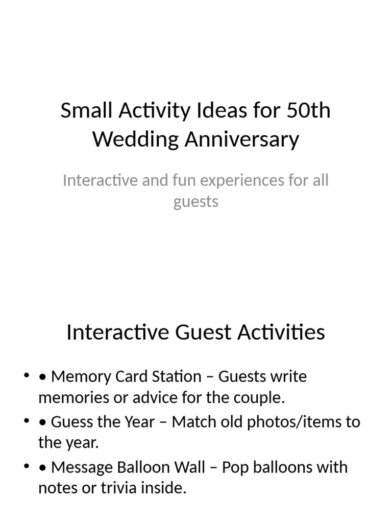 50th Anniversary Small Activities | PDF