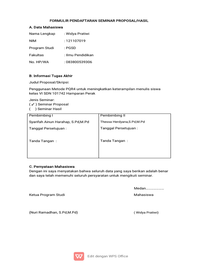 Formulir Sempro Widi | PDF