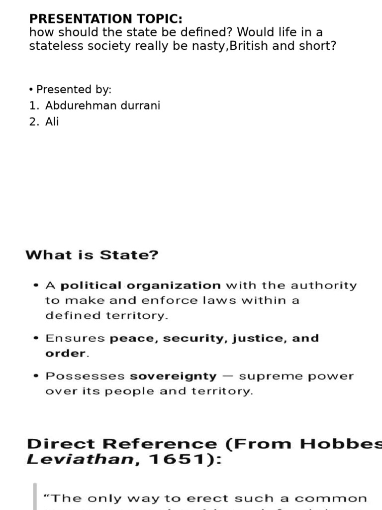 How Should The State Be Defined? Would Life in A Stateless Society ...