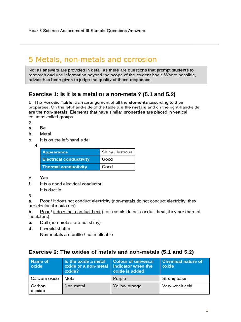 Year 8 Assessment III Sample Questions Mark Scheme | PDF | Artery | Blood