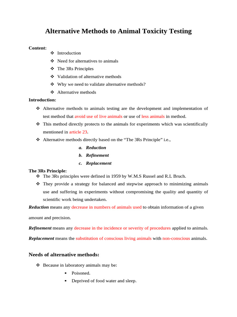 Alternatives to Animal Toxicity Testing | PDF