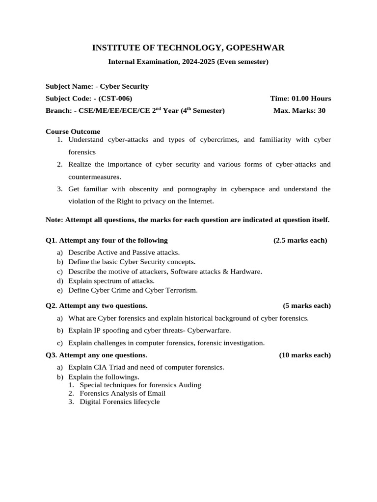 Cyber Security 2nd Yr All Branches | PDF