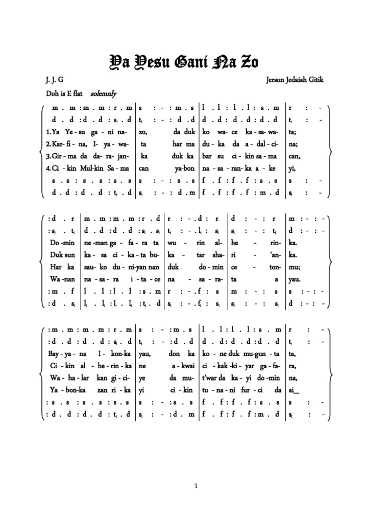 11 Ya Yesu Gani Na Zo-Tonic Solfa | PDF