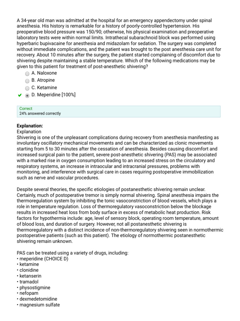 4278 Postanesthetic Shivering Q23663 | PDF | Opioid | Anesthesia