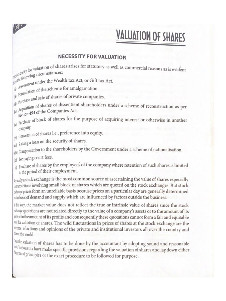 Valuation of Shares | PDF