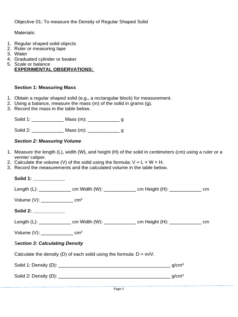 02 - Measurment of Density of Regular Shaped Solid | PDF