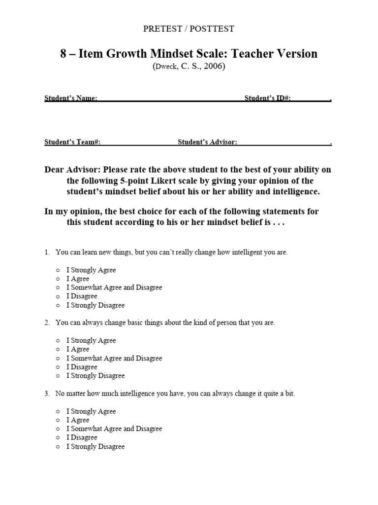 8-item_growth_mindset_scale_for_teachers | PDF | Mindset | Cognition