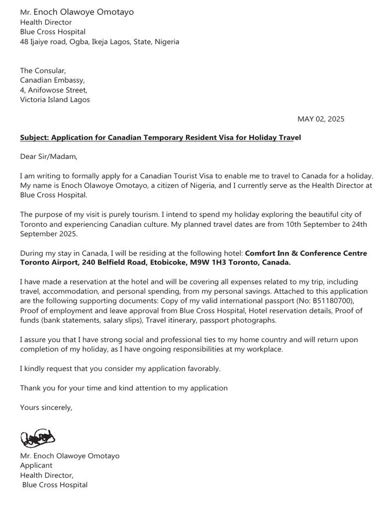 Enoch Canadian Letter | PDF | Travel Visa | Pension