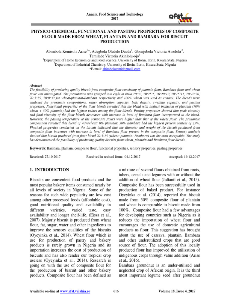 Physico - Chemical - Functional - and - Pasting Arise | PDF