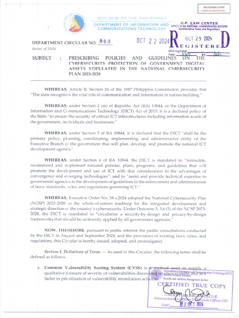 DICT Department-Circular-No.-003-s.-2024 | PDF