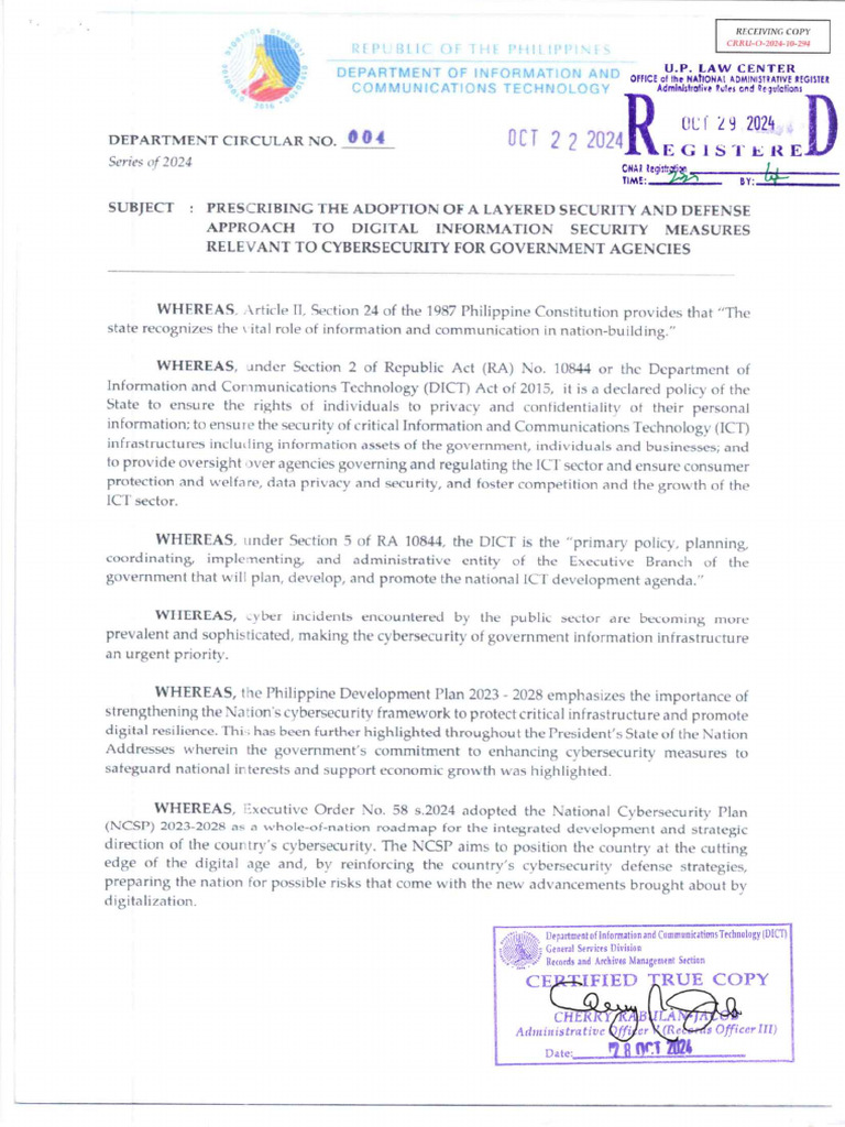 DICT Department-Circular-No.-004-s.-2024 | PDF
