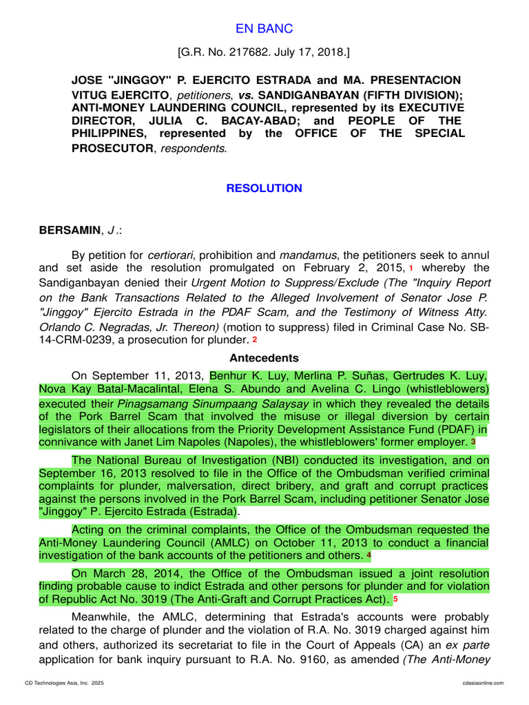 Estrada v. Sandiganbayan (Fifth Division) | PDF | Justice | Crime ...