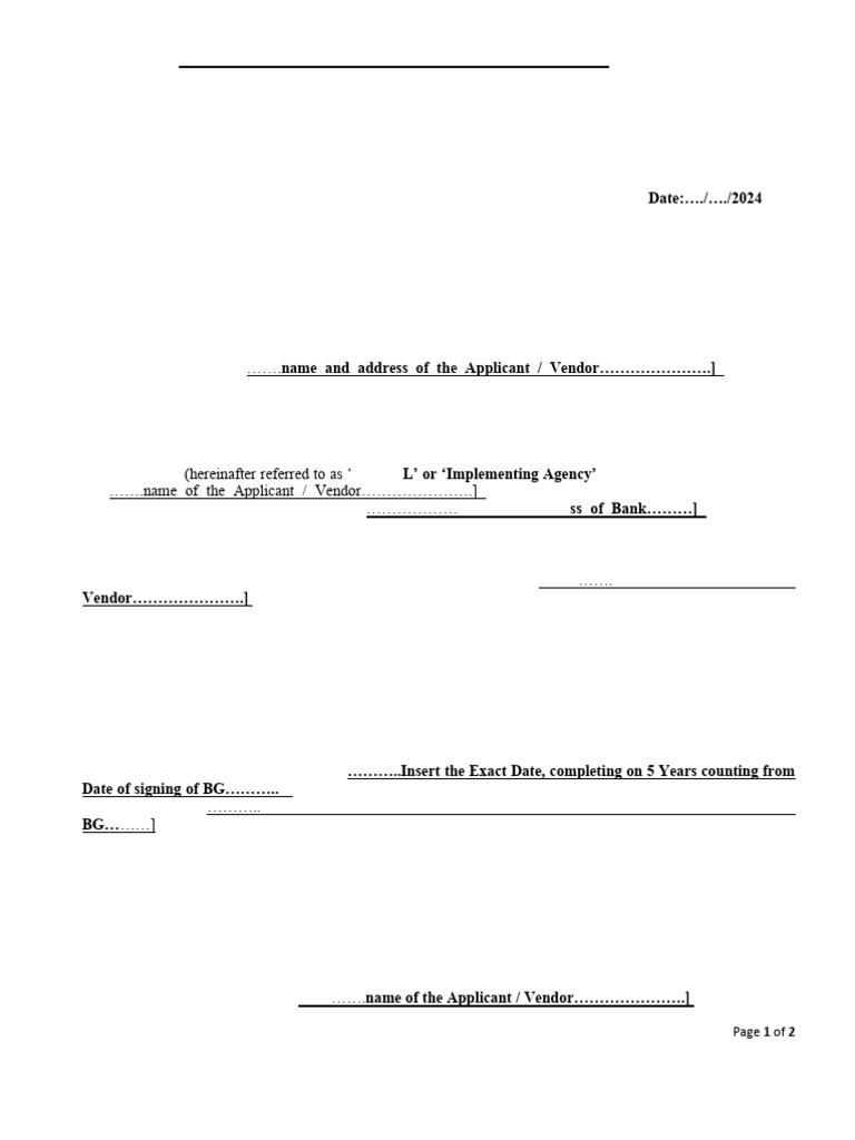 PBG Format For Vendor Registration Under PM Surya Ghar Muft Bijli ...