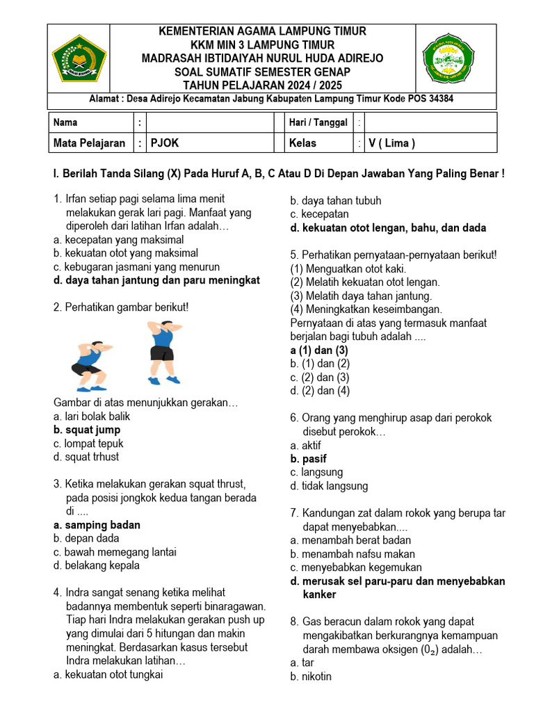 Soal Sas Genap Pjok | PDF