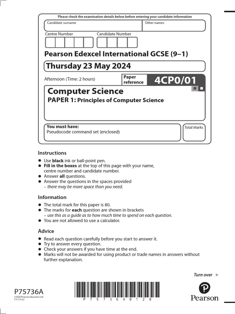 4cp0 - COMPUTER SCIENCE IGCSE EDXECEL PAPER 1 2024 | PDF | Computing | Computer Engineering