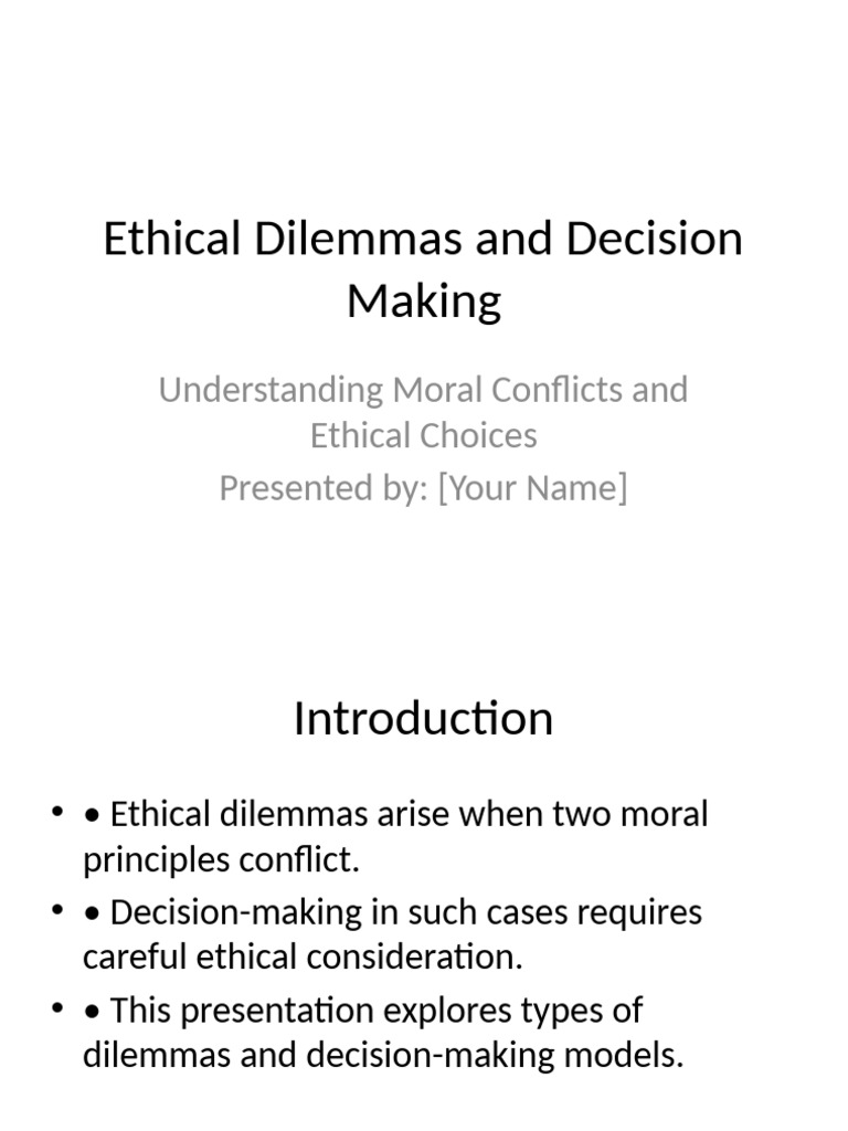 Ethical Dilemmas in Decision Making | PDF | Morality | Social Psychology