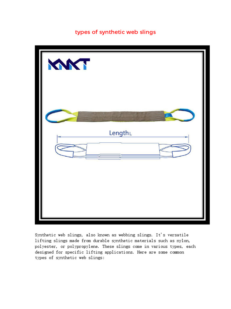 Types of Synthetic Web Slings | PDF | Equipment | Manufactured Goods