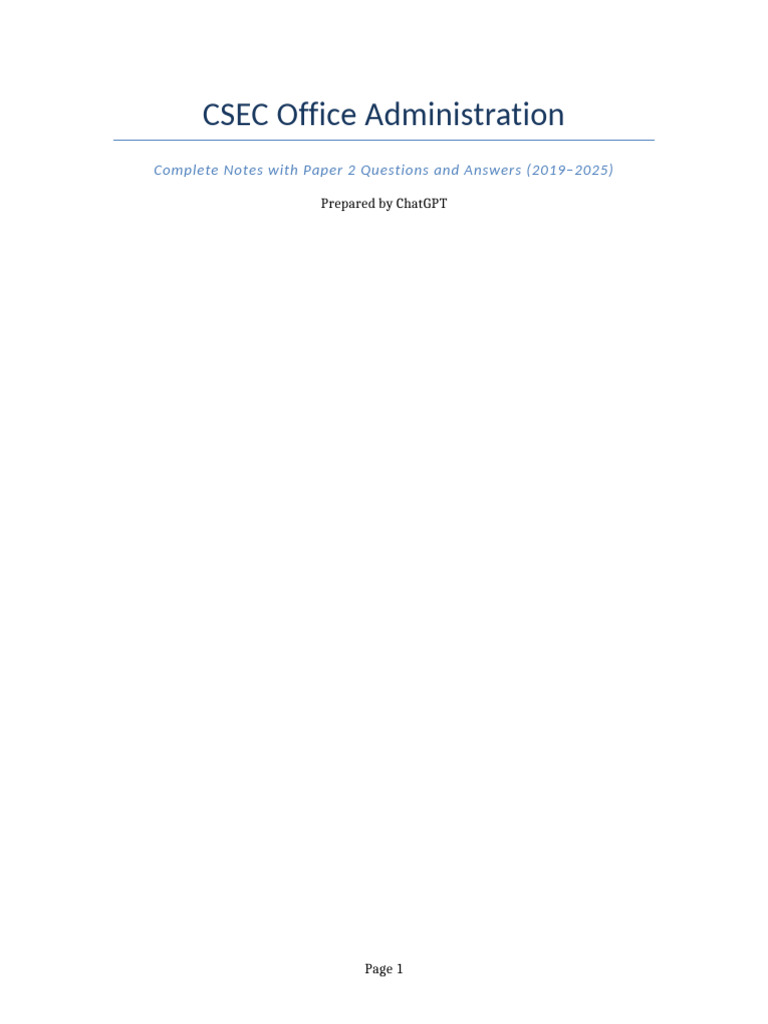 CSEC Office Admin Notes & Q&A 2019-2025 | PDF | Business