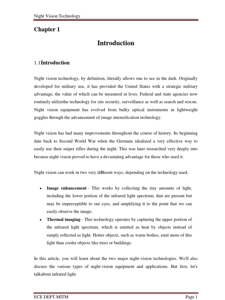 Night Vision Technology Report | PDF | Infrared | Thermography