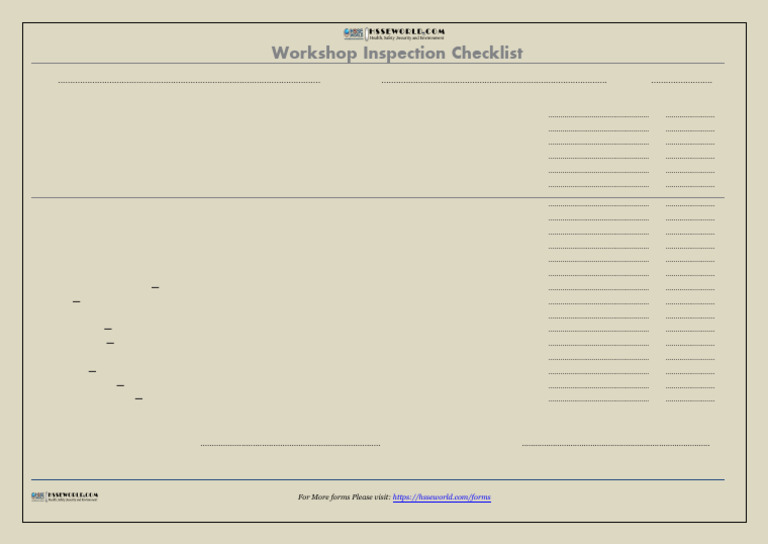 Workshop Inspection Checklist | PDF | Industrial Processes | Mechanical ...