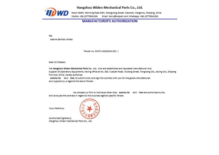 Authorisation Letter | PDF