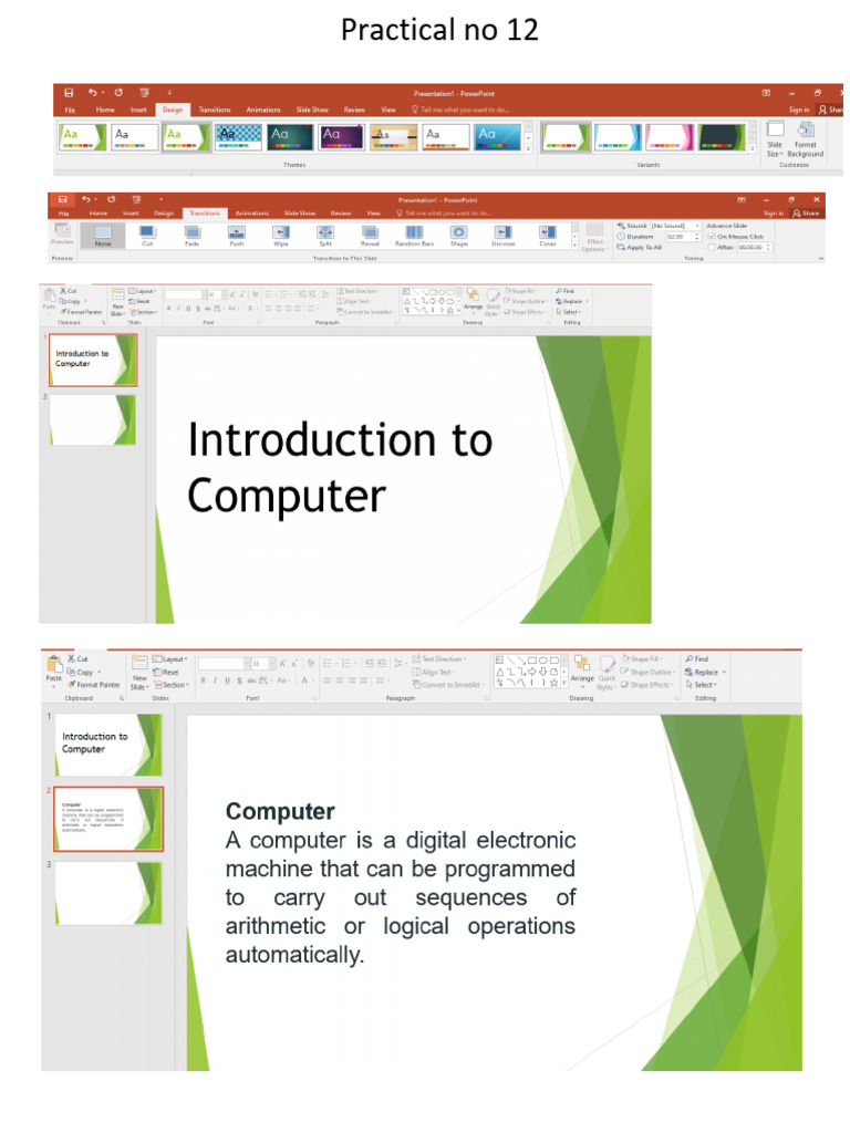 Practical No 12 Working With Powerpoint | PDF