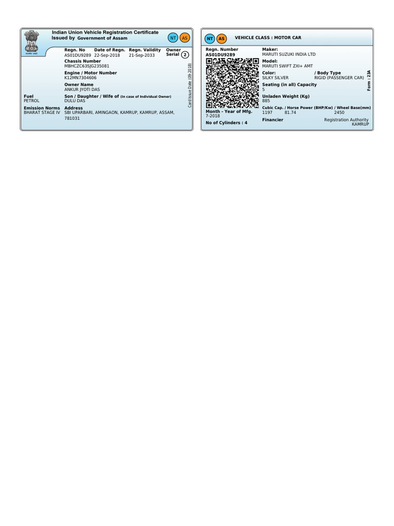 Assam Vehicle Registration Details | PDF | Automotive Technologies ...