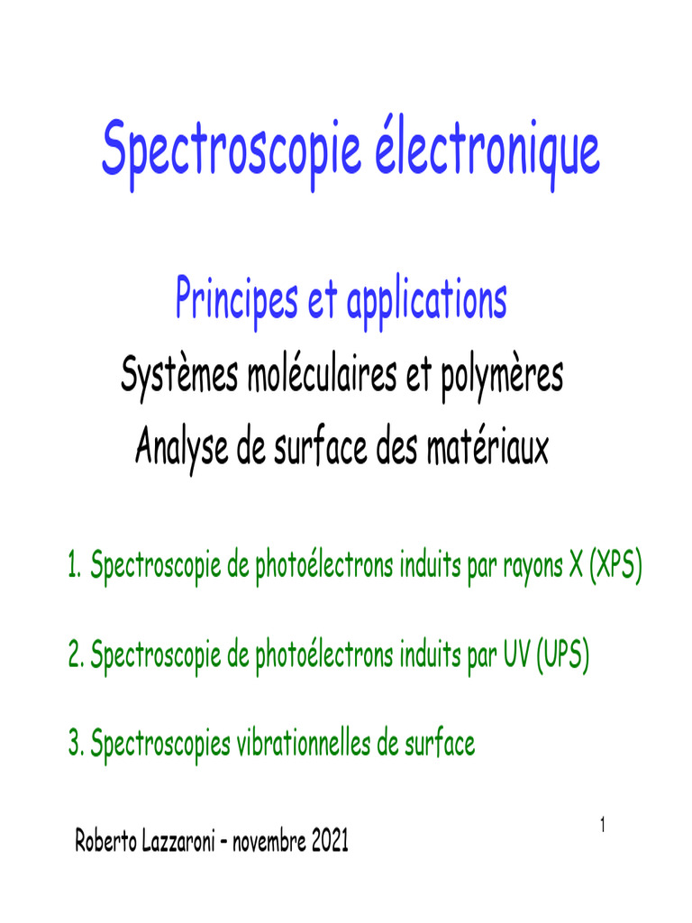 XPS - principes généraux | PDF | X Ray Photoelectron Spectroscopy ...