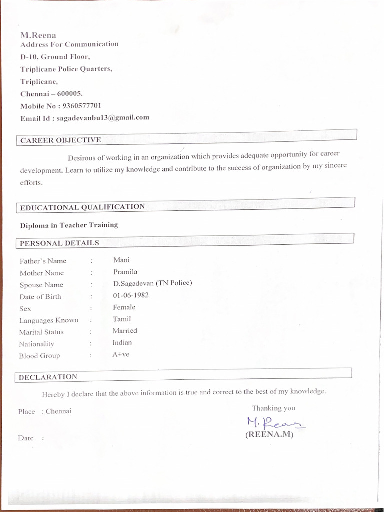 Reena Resume PDF | PDF