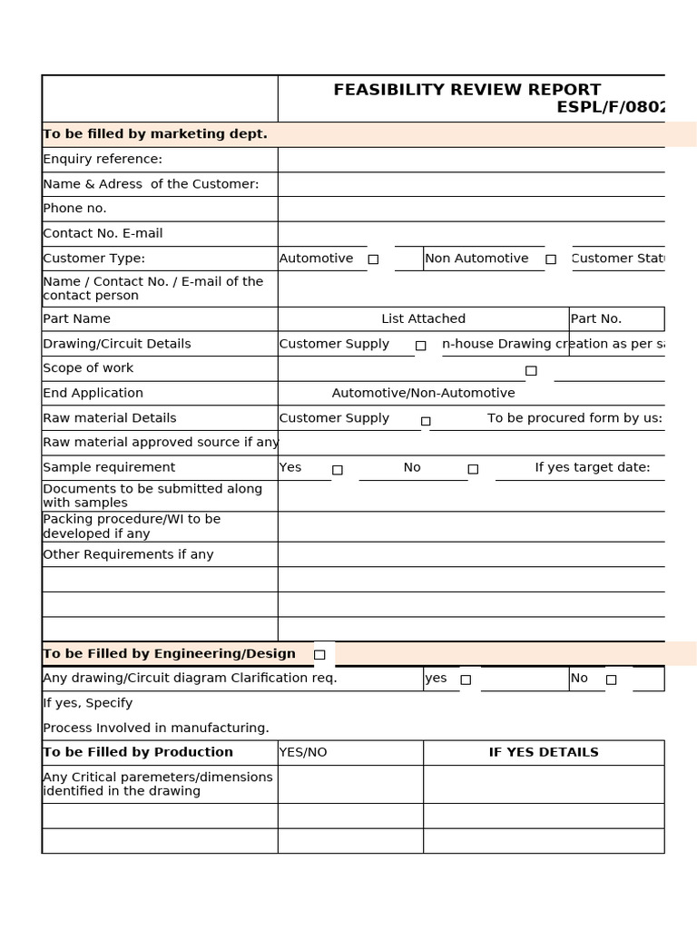 Customer Inquiry and Feasibility Report | PDF