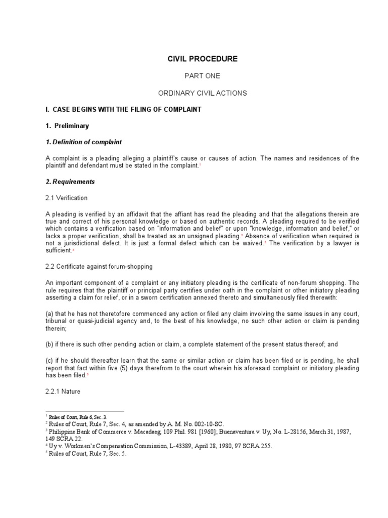 Civil Procedure Part 1 - Ordinary Civil Actions | PDF | Deposition (Law ...