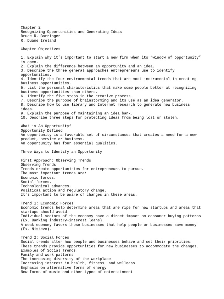 Chapter 2 Recognizing Opportunities | PDF | Entrepreneurship ...