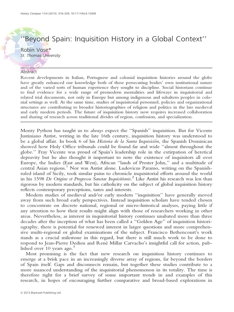 Beyond Spain Inquisition History in a G | PDF | Inquisition | Spanish ...