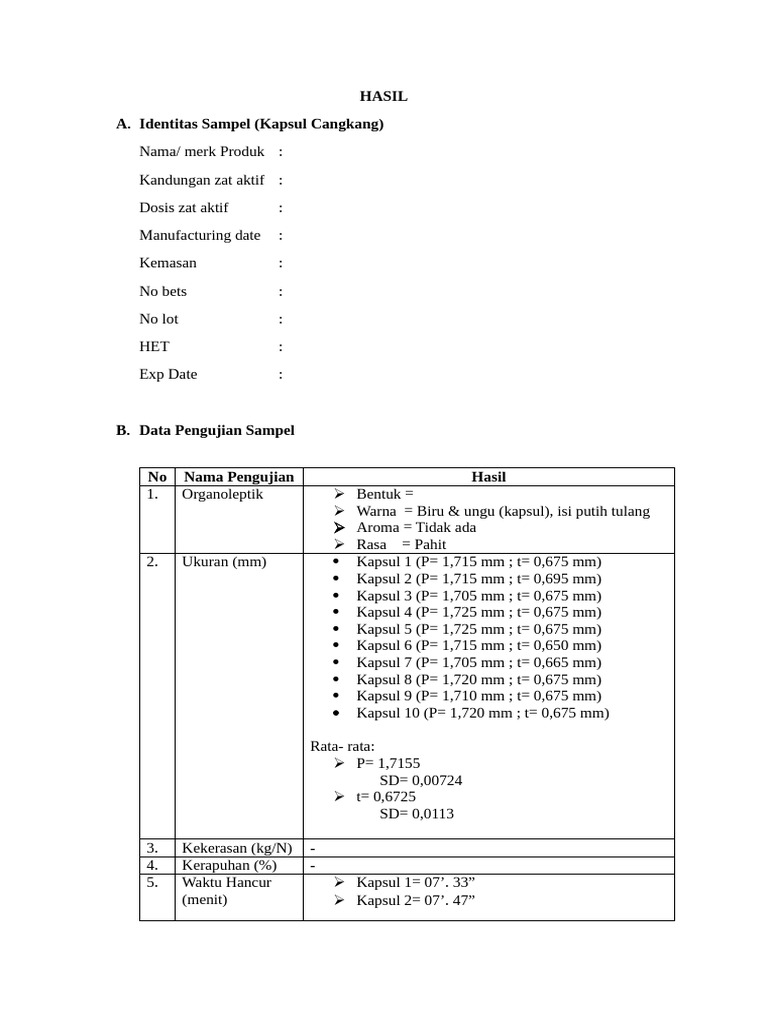 Hasil Sediaan Solid | PDF