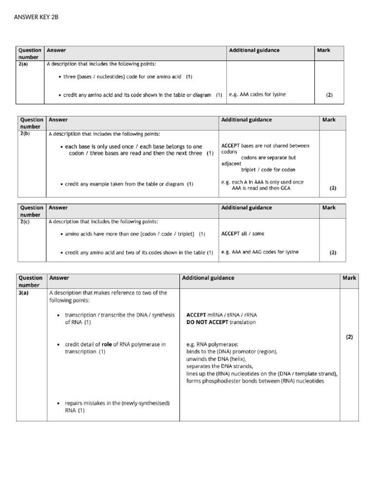 Answer Key 2B | PDF