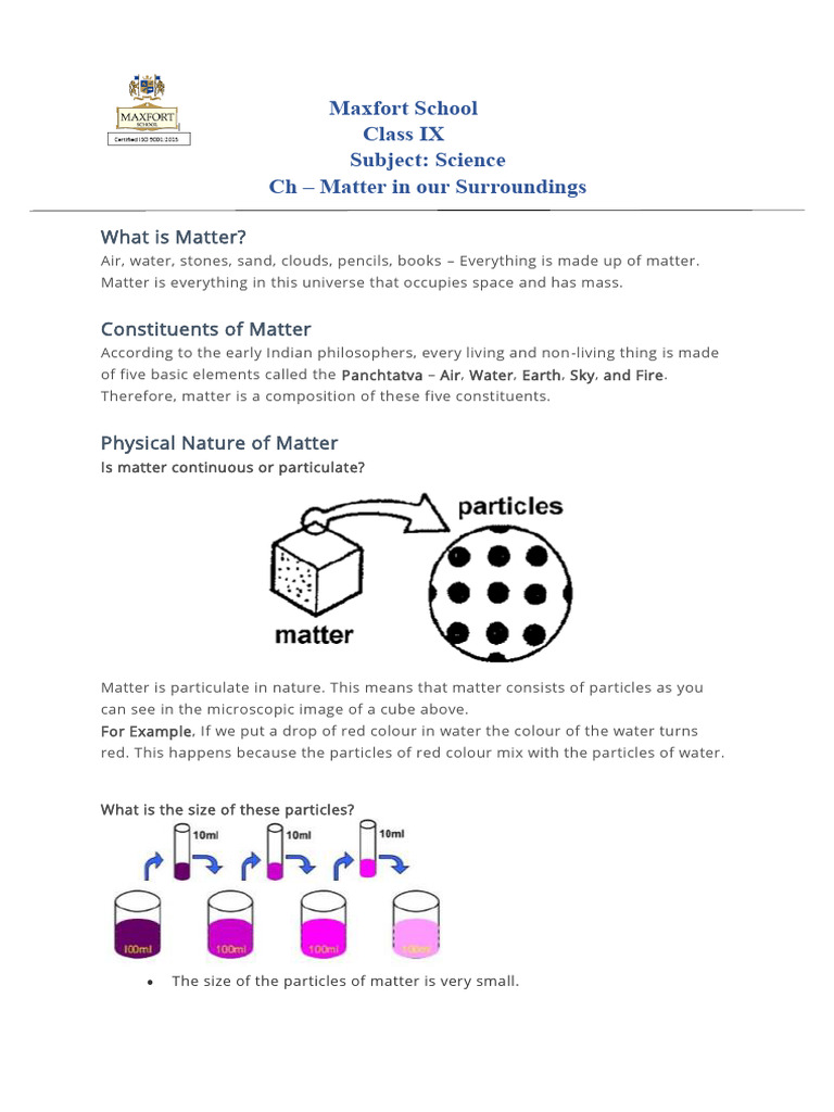 CH 1NotesScience | PDF | Matter | Force