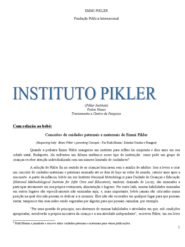 Emmi Pikler | PDF | Amor | Tempo