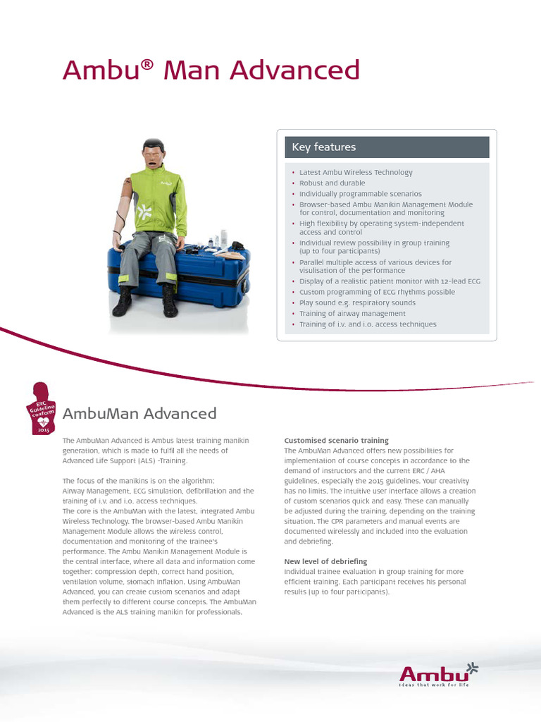 IE AmbuMan Advanced Datasheet | PDF | Cardiopulmonary Resuscitation