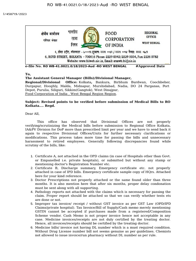 Medical SoP Revised - Audit RO WB | PDF | Receipt | Medical Prescription