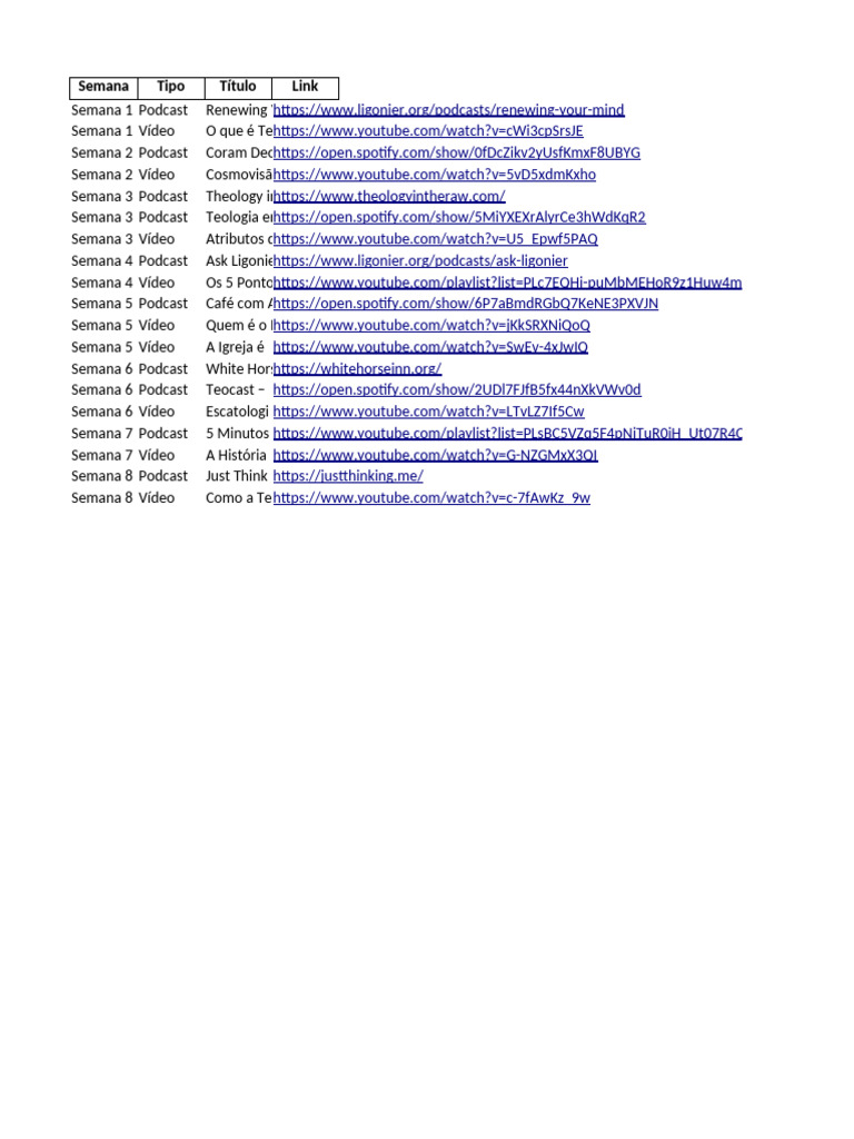 Plano Estudos Teologia Reformada Complementos | PDF