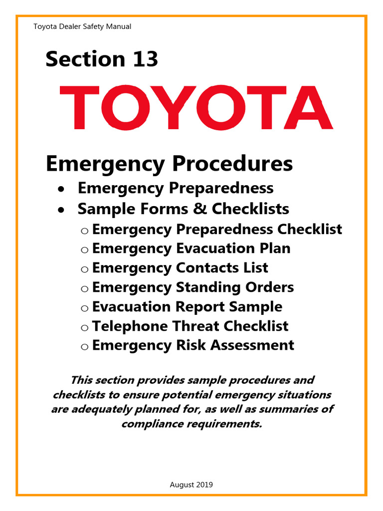 Section 13 Emergency Procedures | PDF | Emergency Management ...