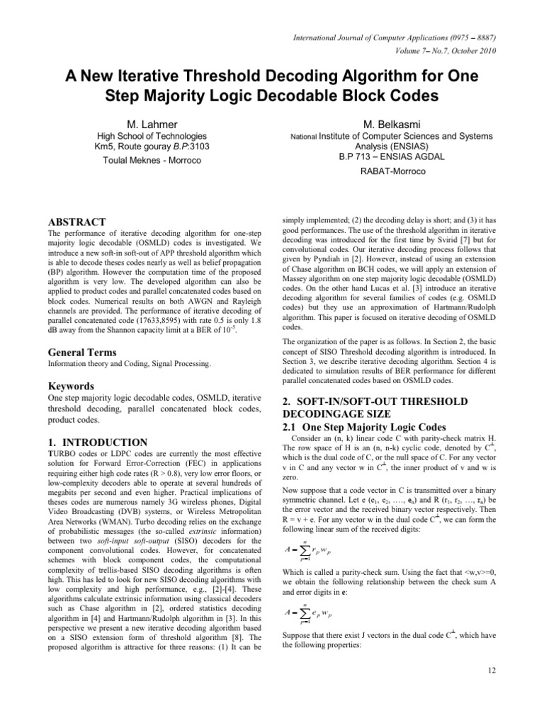 IJCA Template - International Journal of Computer Applications - IJCA | PDF | Low Density Parity ...