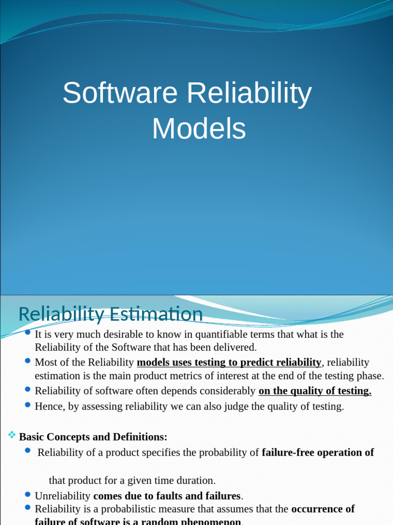 Software Reliability Mod 4 | PDF | Reliability Engineering | Statistics